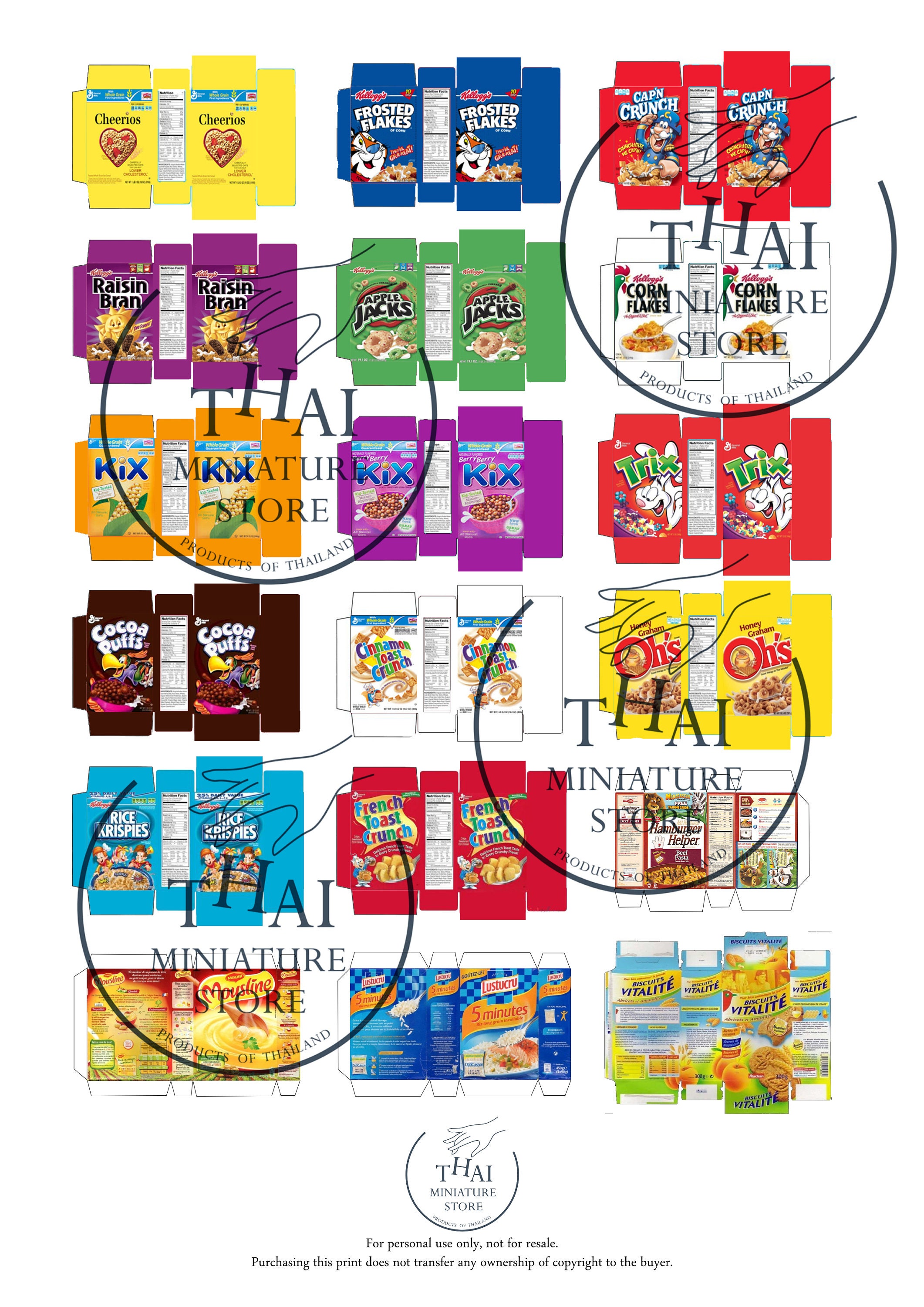 18 Style DIY Cereal Boxes Miniatures Groceries Box PRINTABLE - Etsy