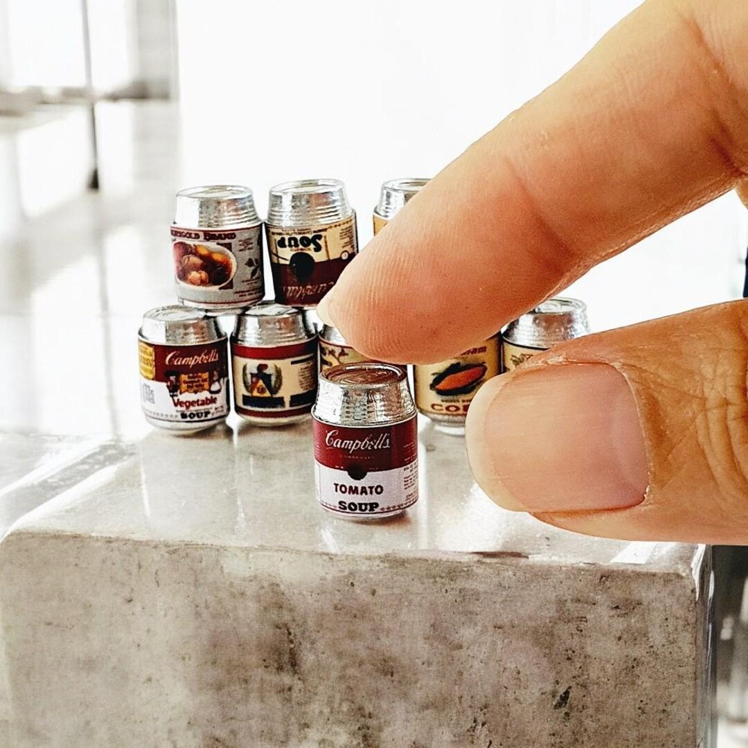 Miniature Vintage Food Cans Set, 1:12 Scale Dollhouse Kitchen Decor ...