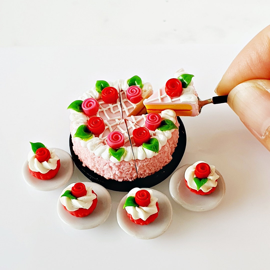Handmade Miniatures Rose Cake Fake Food Bakery Sweet Bakery Dollhouse ...