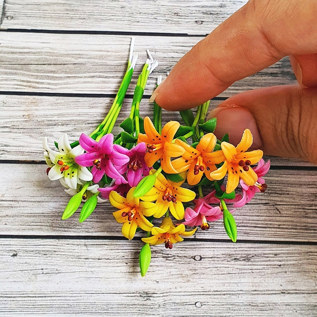 Handmade Miniatures Lily Flowers Artificial Floral Plants - Etsy