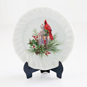 Dollhouse Miniatures Ceramic Dishes Plates Festive Cardinal Ornaments ...