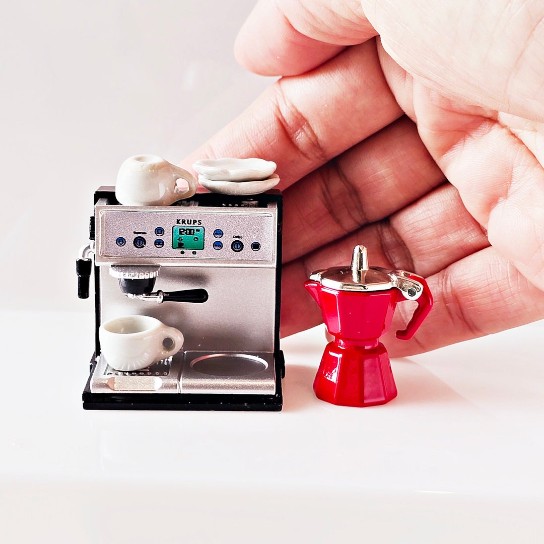 Miniatures Coffee Maker Machine With Moka Pot Set, Modern Dollhouse ...