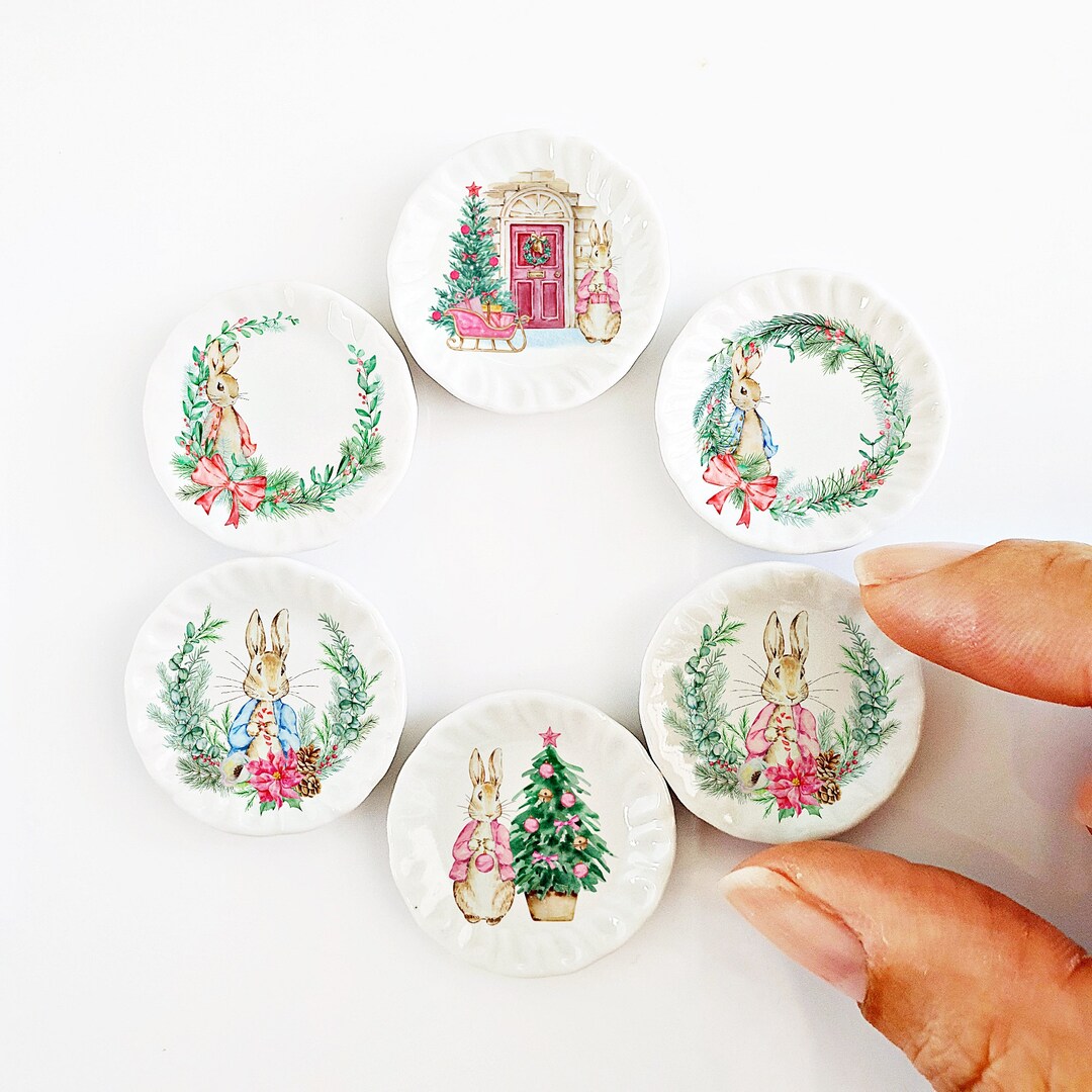 Ceramic Round Plate With PETER RABBIT Handmade Miniatures Dollhouse ...