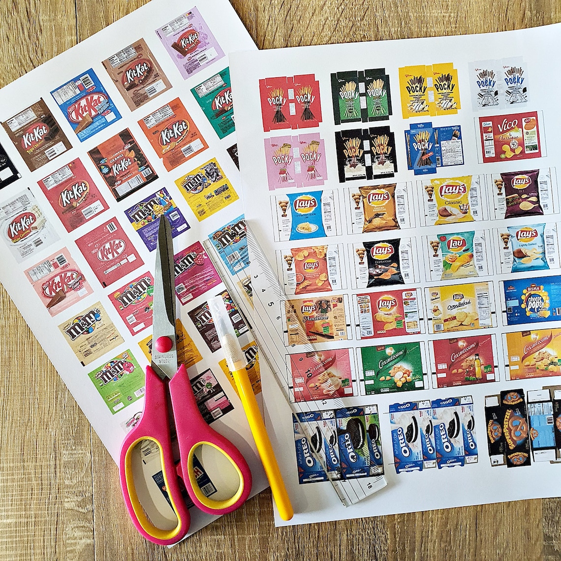 2 Sheet A4 Paper Print 58 Style DIY Miniatures Snack Candy - Etsy
