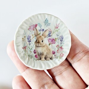 Decorative Miniature Easter Bunny Ceramic Plates Set – 1:12 Scale ...