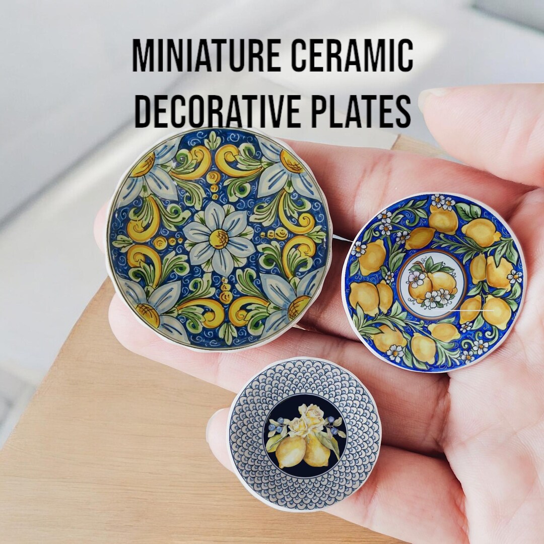 Miniature Ceramic Plate Set: Italian Lemon Floral Dollhouse Decor - Etsy