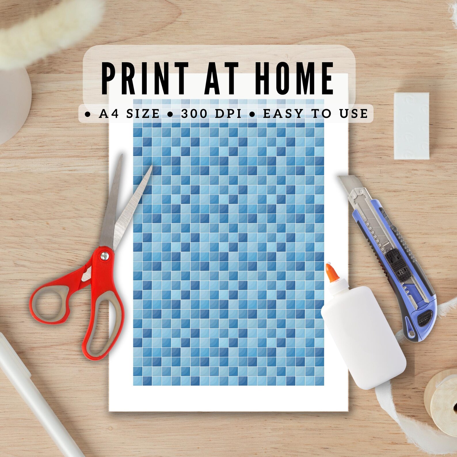 Mosaic Tile Dollhouse Flooring Printables | 22 Printable Miniature ...