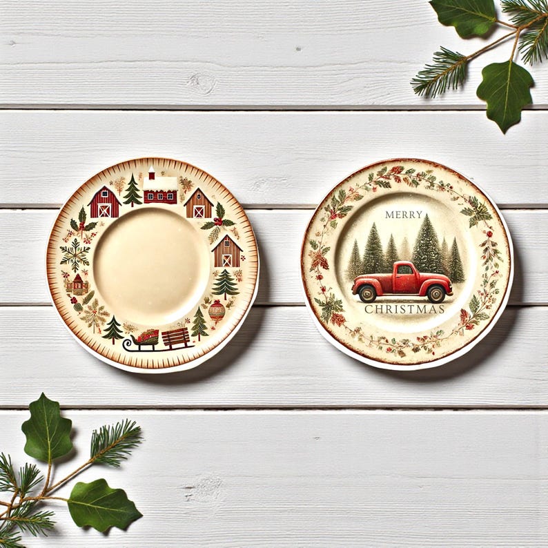 Christmas Miniature Ceramic Plates : Vintage Dollhouse Farmhouse ...