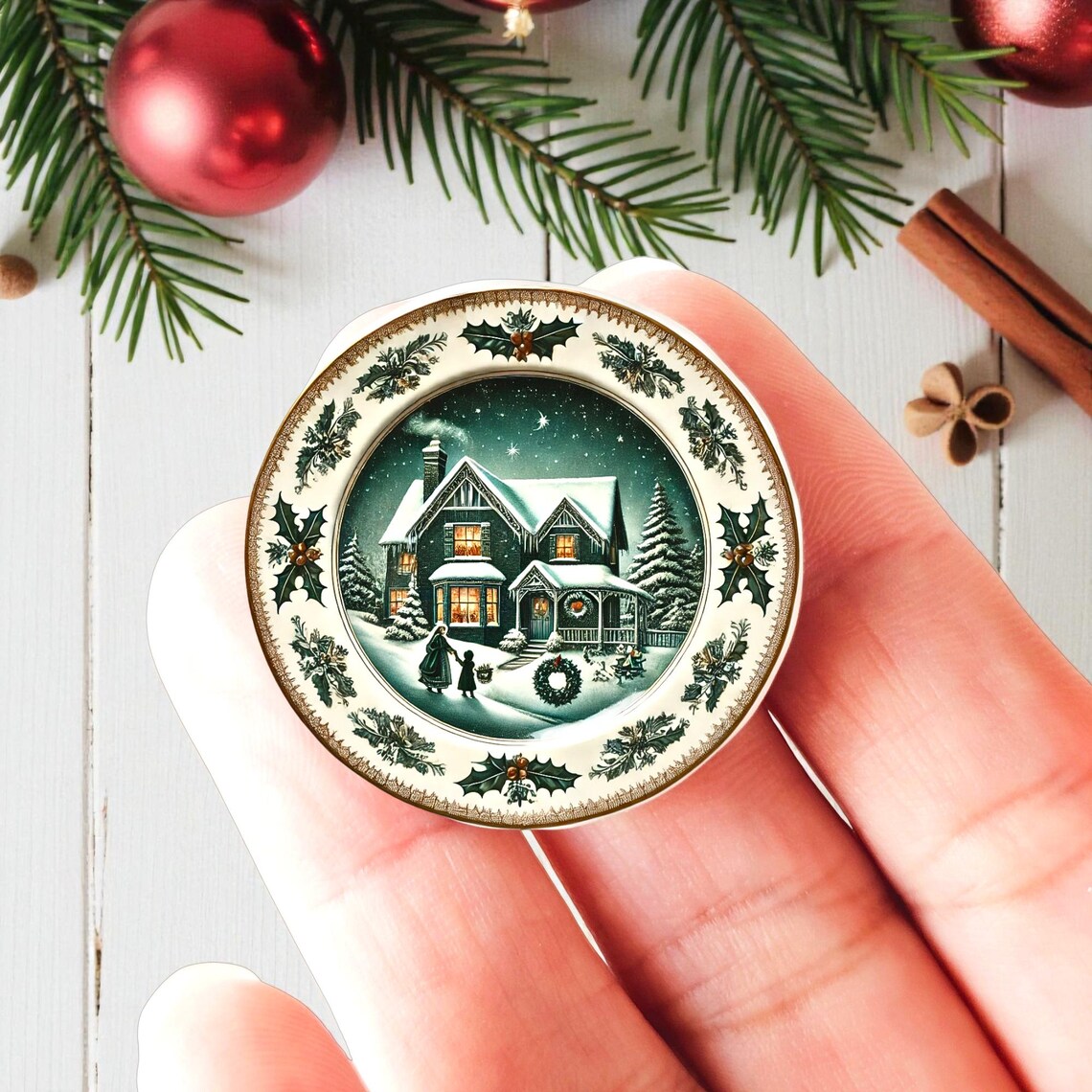 Miniatures Ceramic Christmas Plates : Vintage Dollhouse Accessories ...