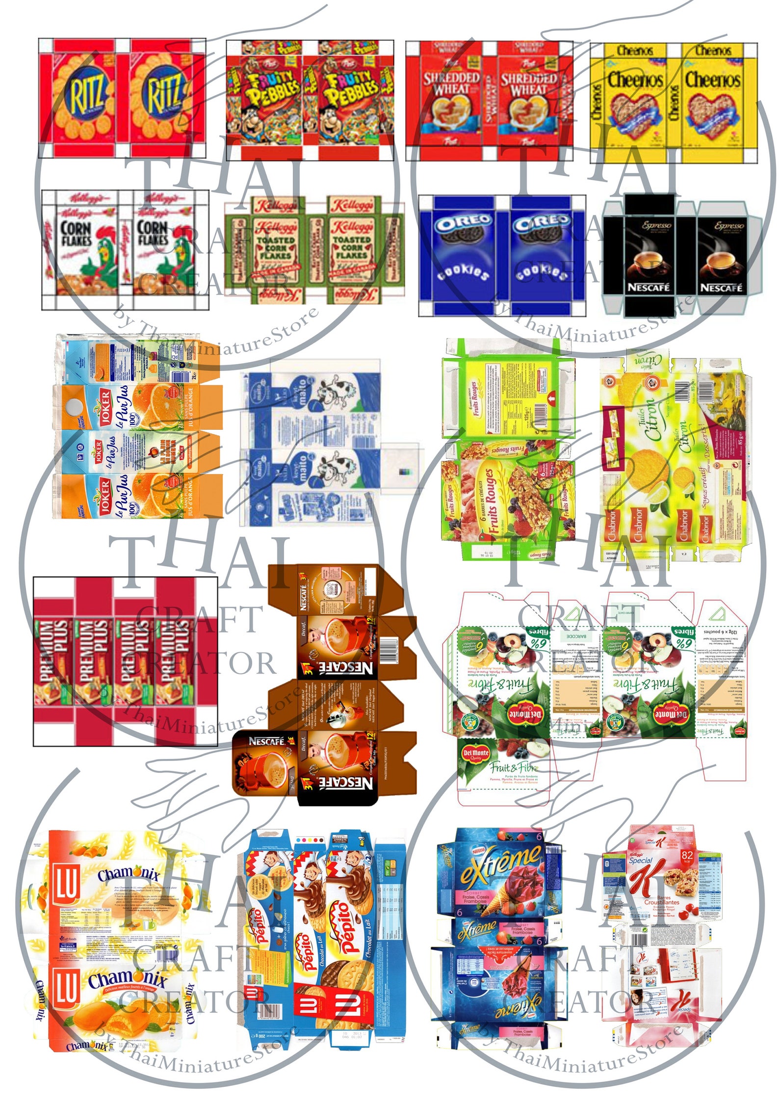 19 Style DIY Cereal Boxes Miniatures Groceries Box PRINTABLE - Etsy