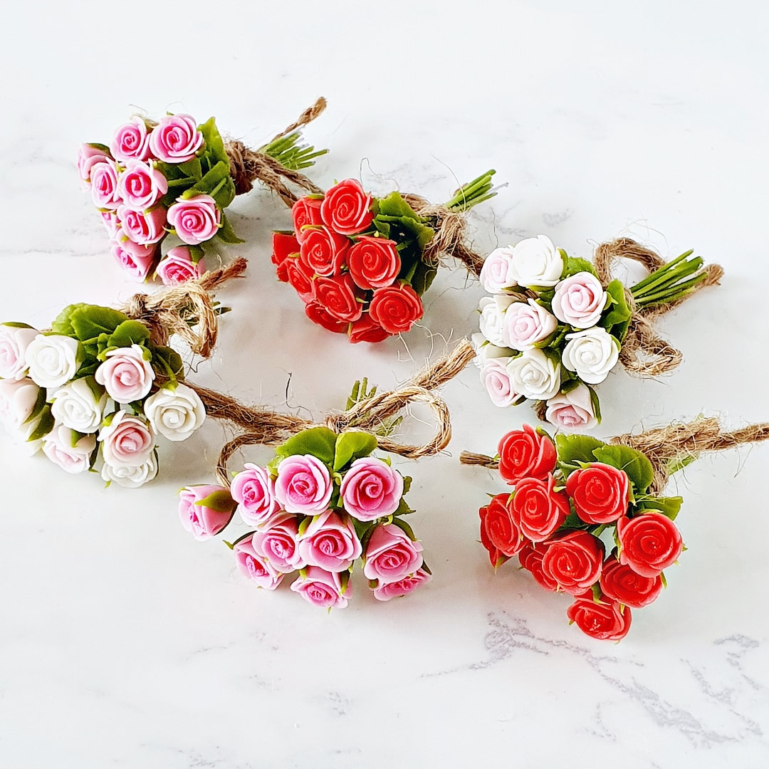 Tiny Roses, Tiny Flowers, Handmade Miniatures, Engaged Keepsake, Unique ...