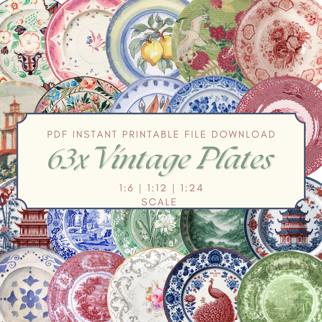 63 Style Vintage Dollhouse Printable Decorative Plates , Miniatures ...