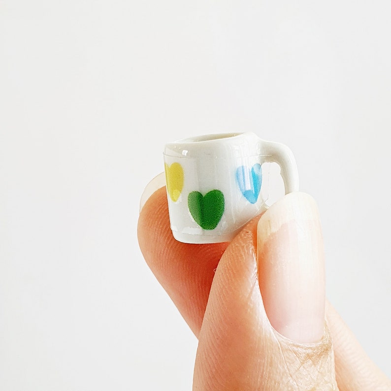 Miniature Rainbow Mugs Set: Tiny Ceramic Dollhouse Coffee Cups - Etsy