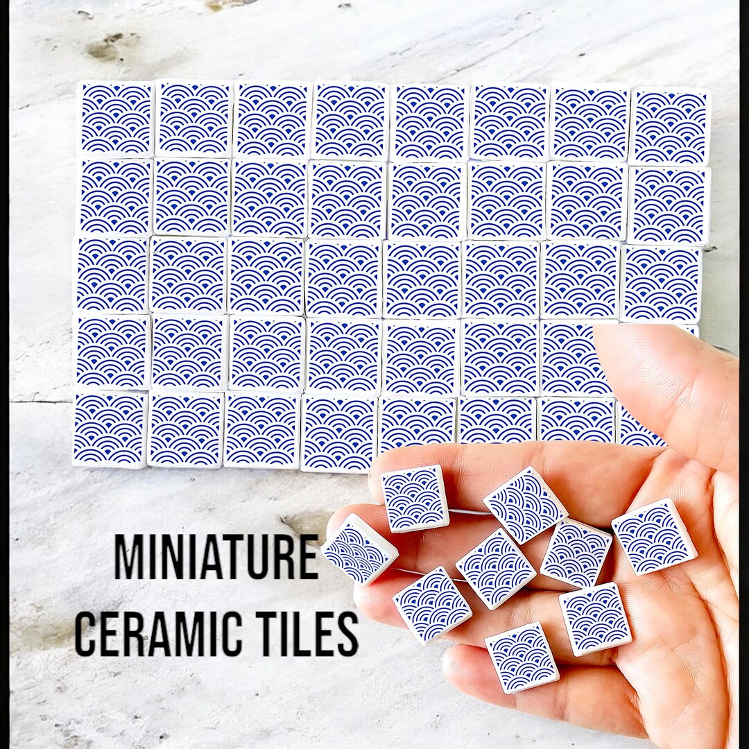 Miniature Ceramic Tiles for Dollhouse Decorating, Blue Tile Pattern ...