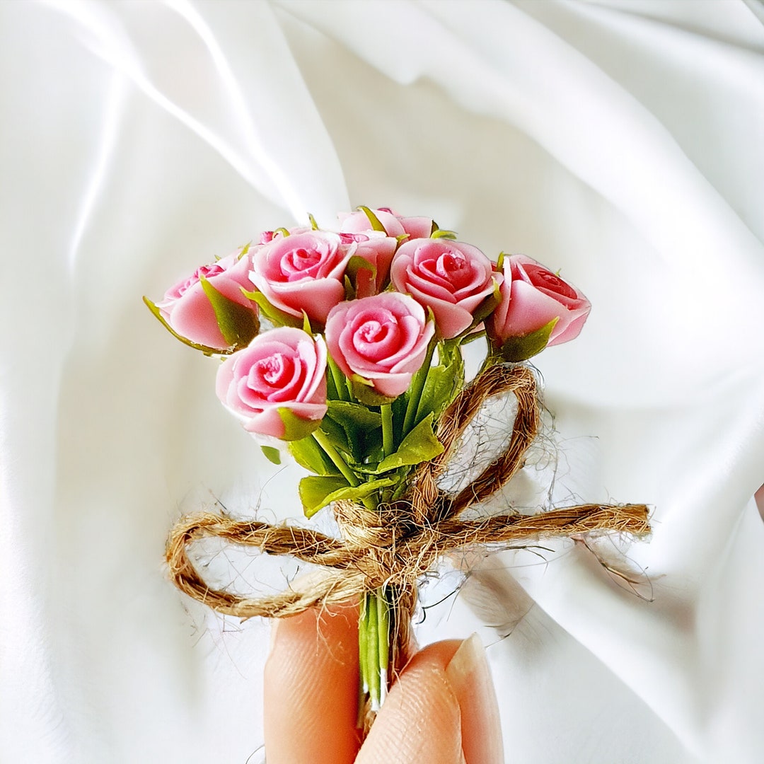 Tiny Roses Flowers Bouquet, Handmade, Engaged Keepsake, Unique ...