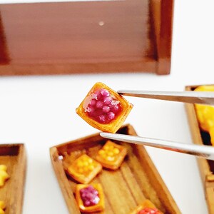 Miniatures Fake Food Bakery on Wood Shelves Showcase Bread Pie Tart ...