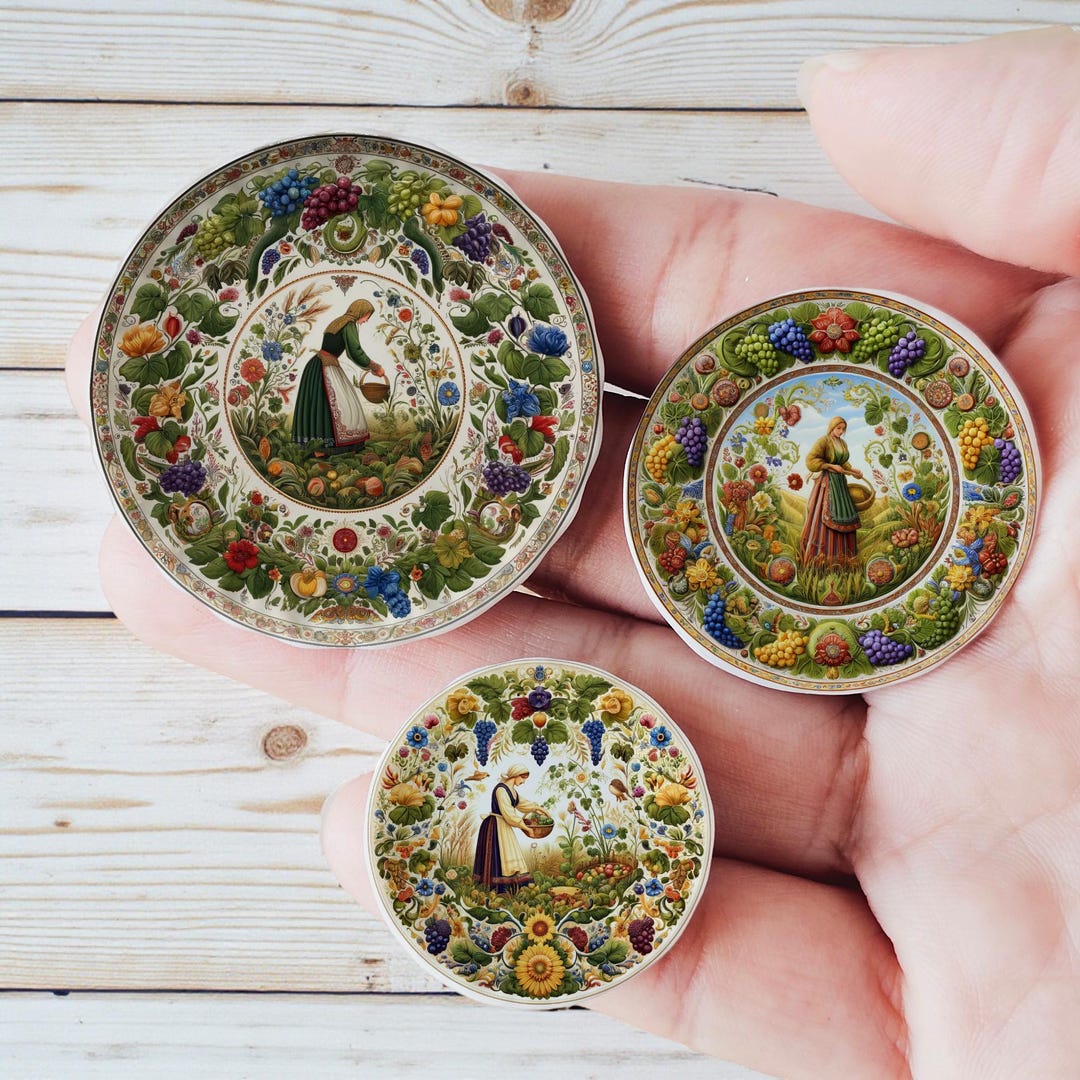 Decorative Miniature Ceramic Plates : Vintage Plate Farmhouse Dollhouse ...