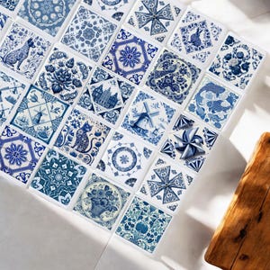 Blue Delft Dollhouse Ceramic Tiles: Miniature Wall Flooring Decor (set ...