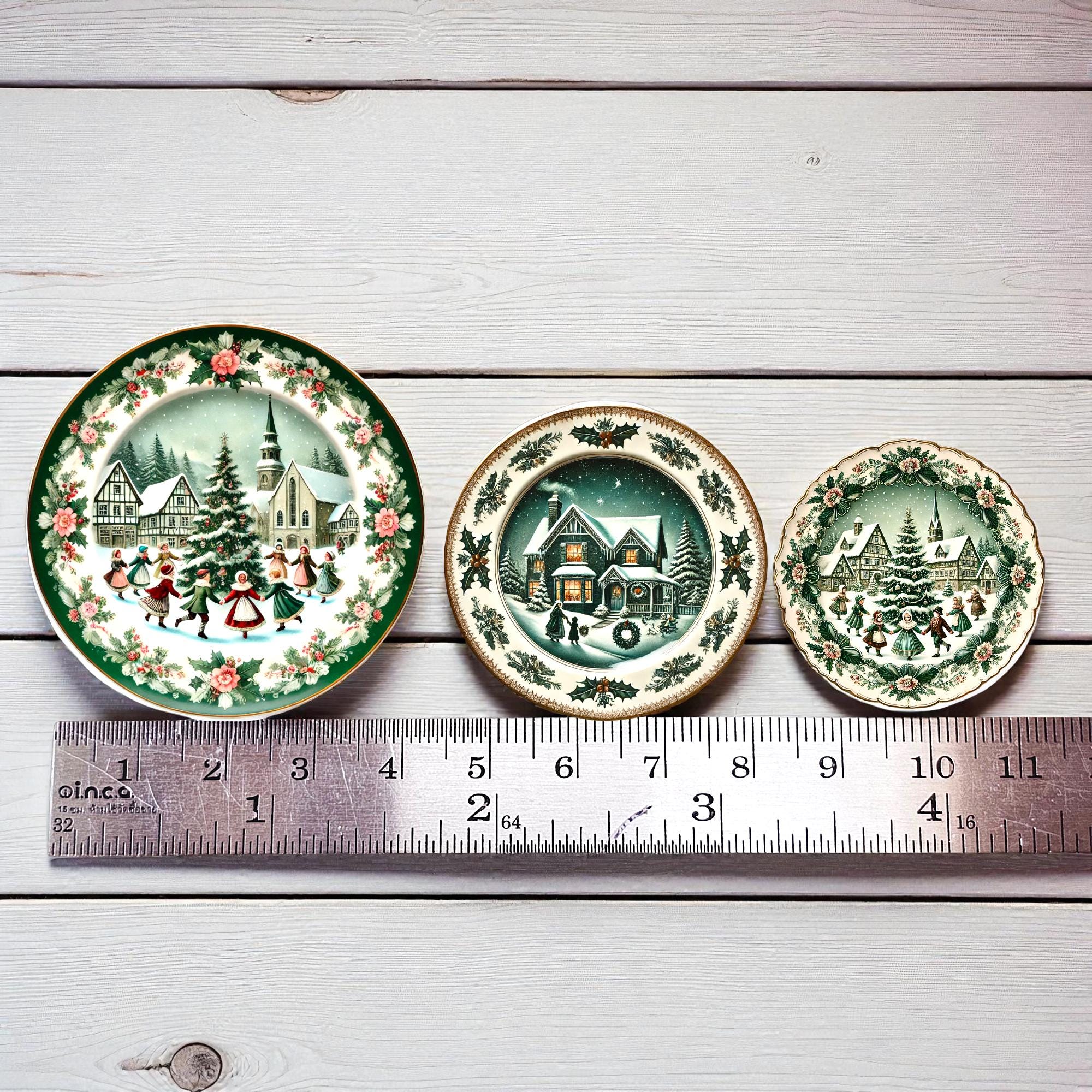 Miniatures Ceramic Christmas Plates : Vintage Dollhouse Accessories ...