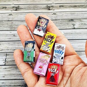 6 Style Miniatures Snack Candy Chocolate POCKY Box Packaging DIY ...