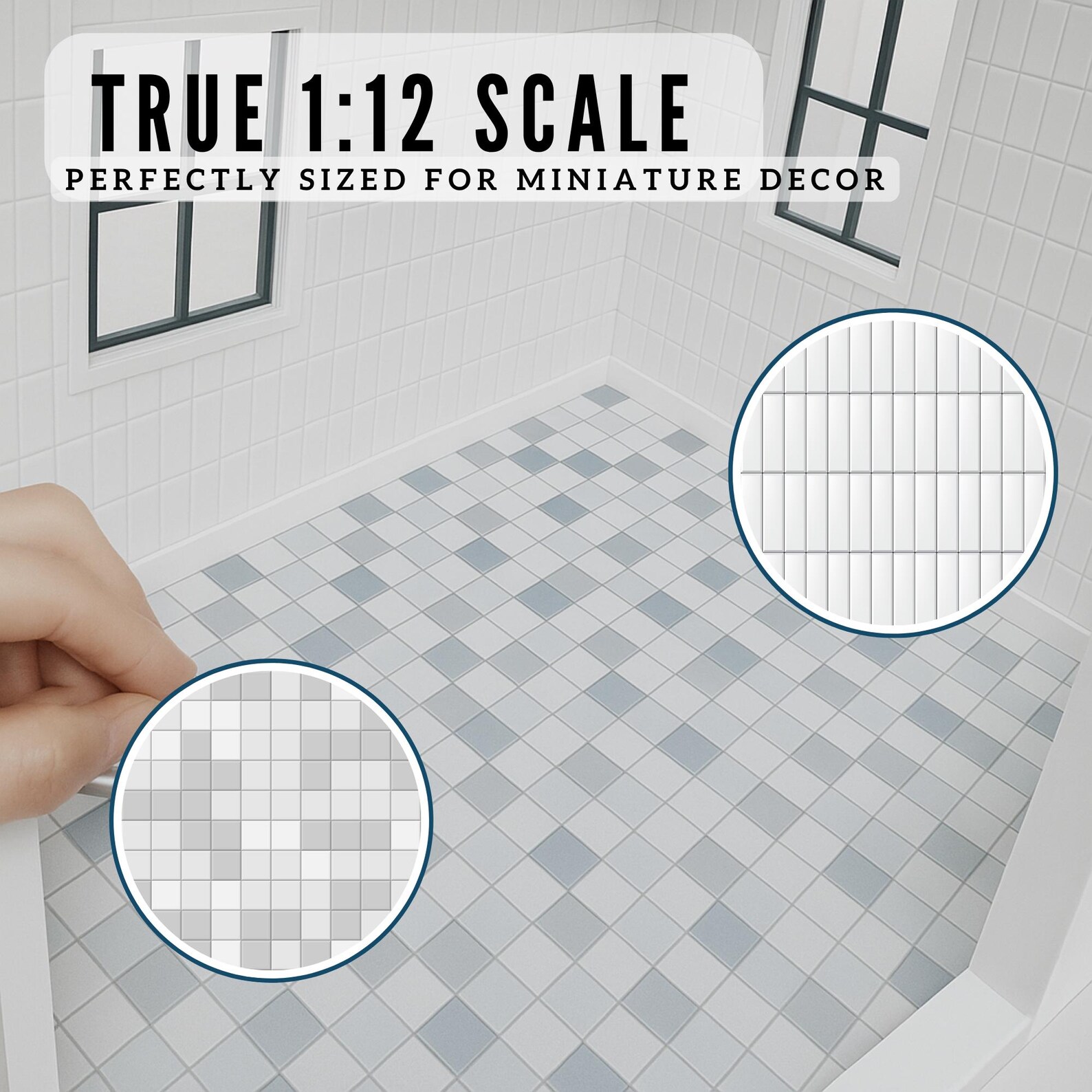 Mosaic Tile Dollhouse Flooring Printables | 22 Printable Miniature ...
