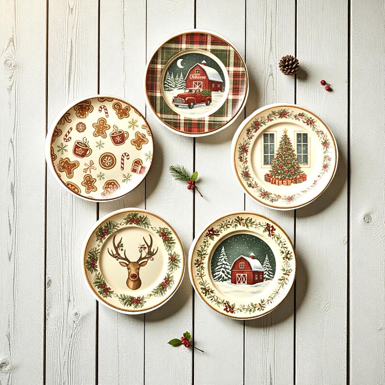 Christmas Miniature Ceramic Plates : Vintage Dollhouse Farmhouse ...