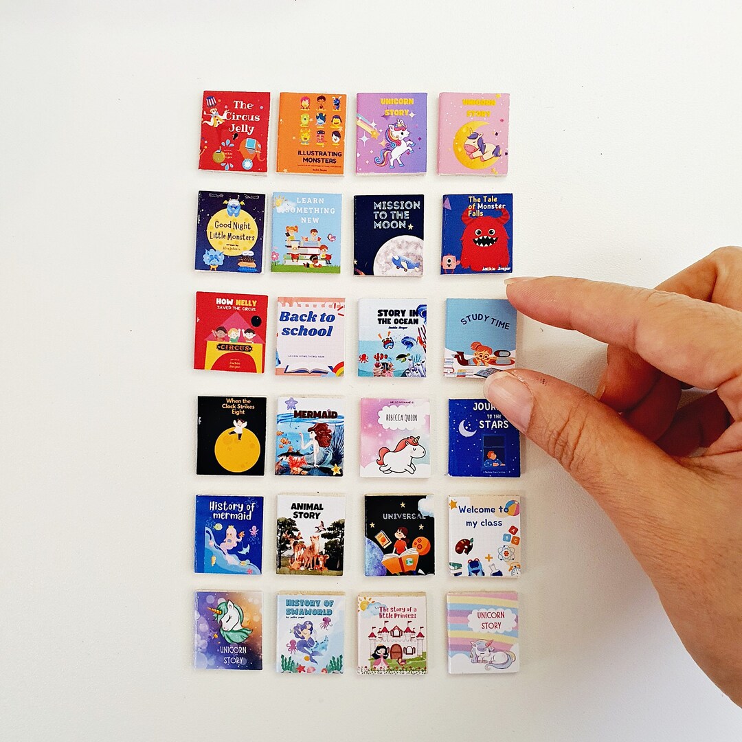 Miniature Children's Books, Dollhouse Books, Set of 24 Pcs - Etsy