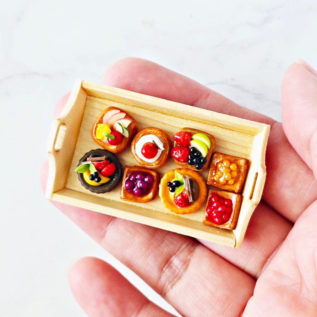 Handcrafted Miniature Pastry Tray - Tiny Food for Dollhouses Decorating ...