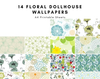 Unique Vintage Wallpaper Floral Patterns Wall Art A4 Printable Sheets ...