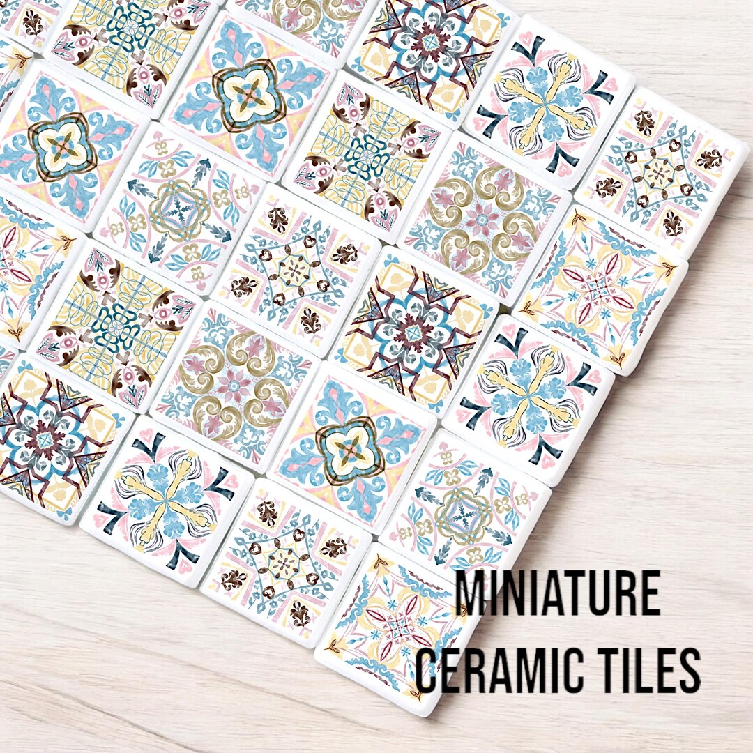 Dollhouse Moroccan Mediterranean Ceramic Tiles, Unique Miniature ...