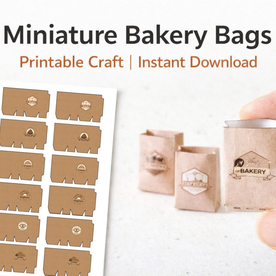 Miniature Bakery Bag Printable - 1:12 Scale Dollhouse Food Packaging ...