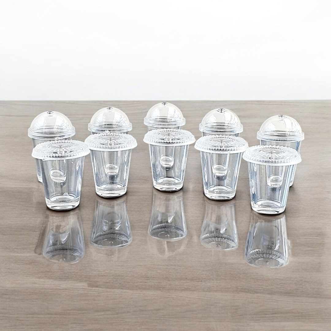 Miniature Clear Drink Cup Set – 1:12 Dollhouse Iced Coffee Cups With ...