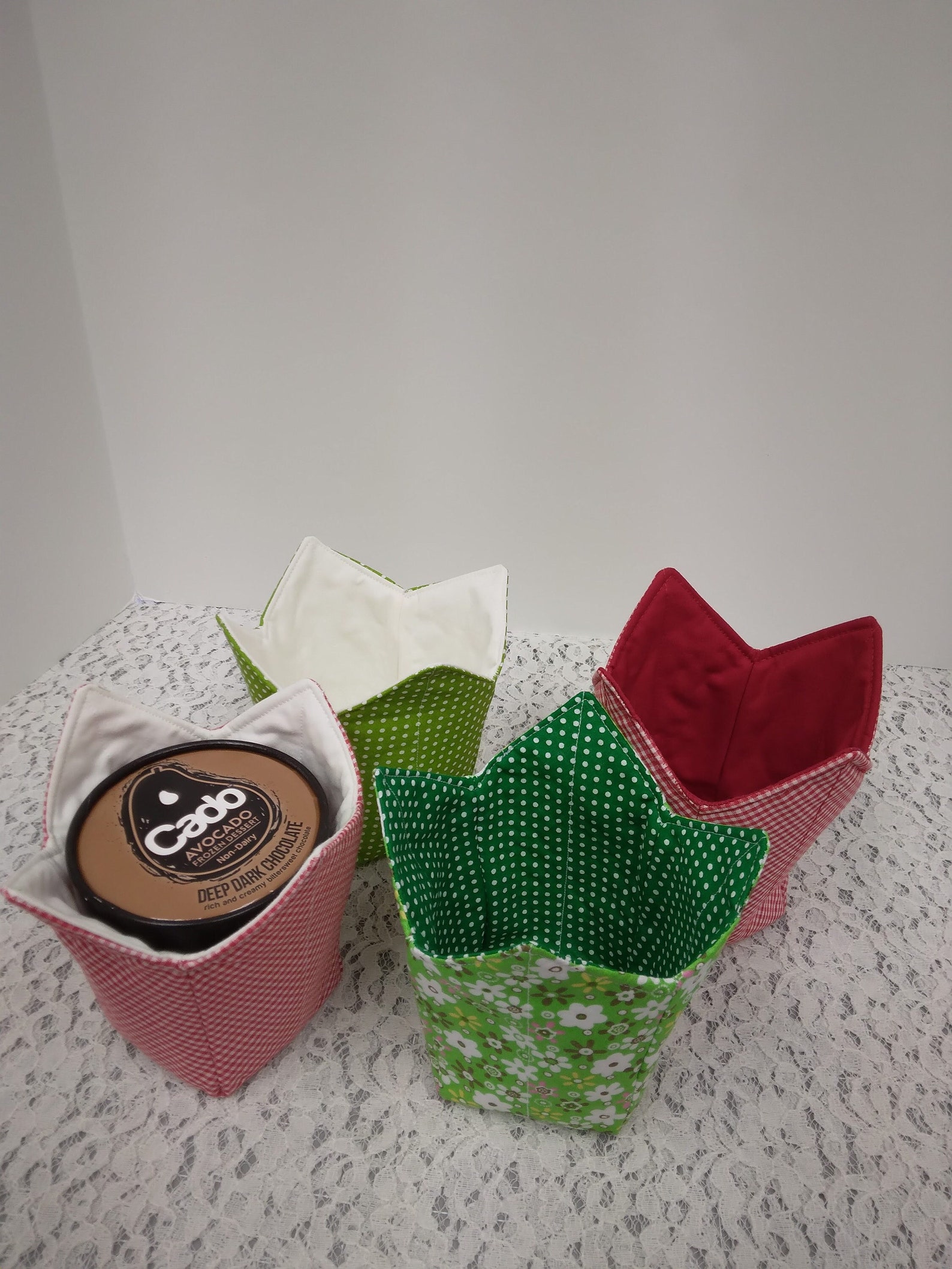 Handmade Pint Ice Cream Cozy: Reversible Cotton Cup Cozy - Etsy