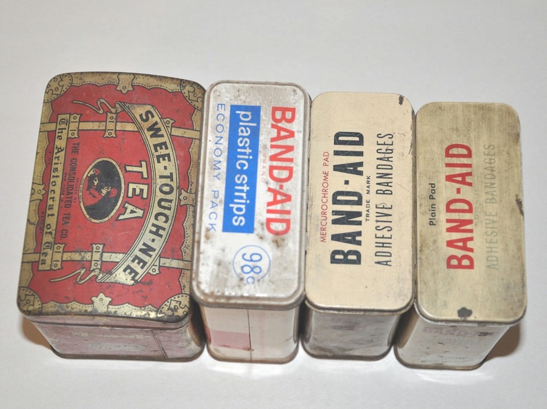 Collectible Tin Band-aid Cans and Tea Can - Etsy