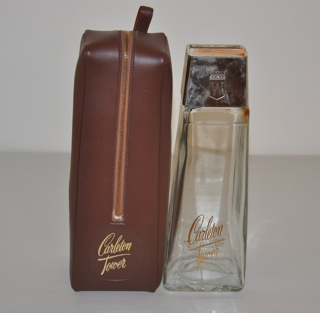 Vintage Carleton Tower Rare Old Canadian Whiskey Bottle With Brown Case ...