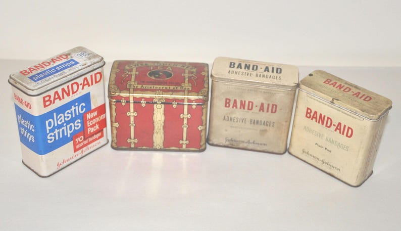 Collectible Tin Band-aid Cans and Tea Can - Etsy