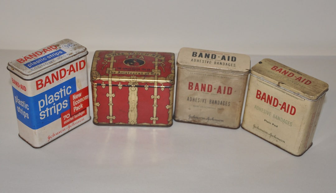 Collectible Tin Band-aid Cans and Tea Can - Etsy