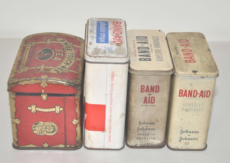 Collectible Tin Band-aid Cans and Tea Can - Etsy