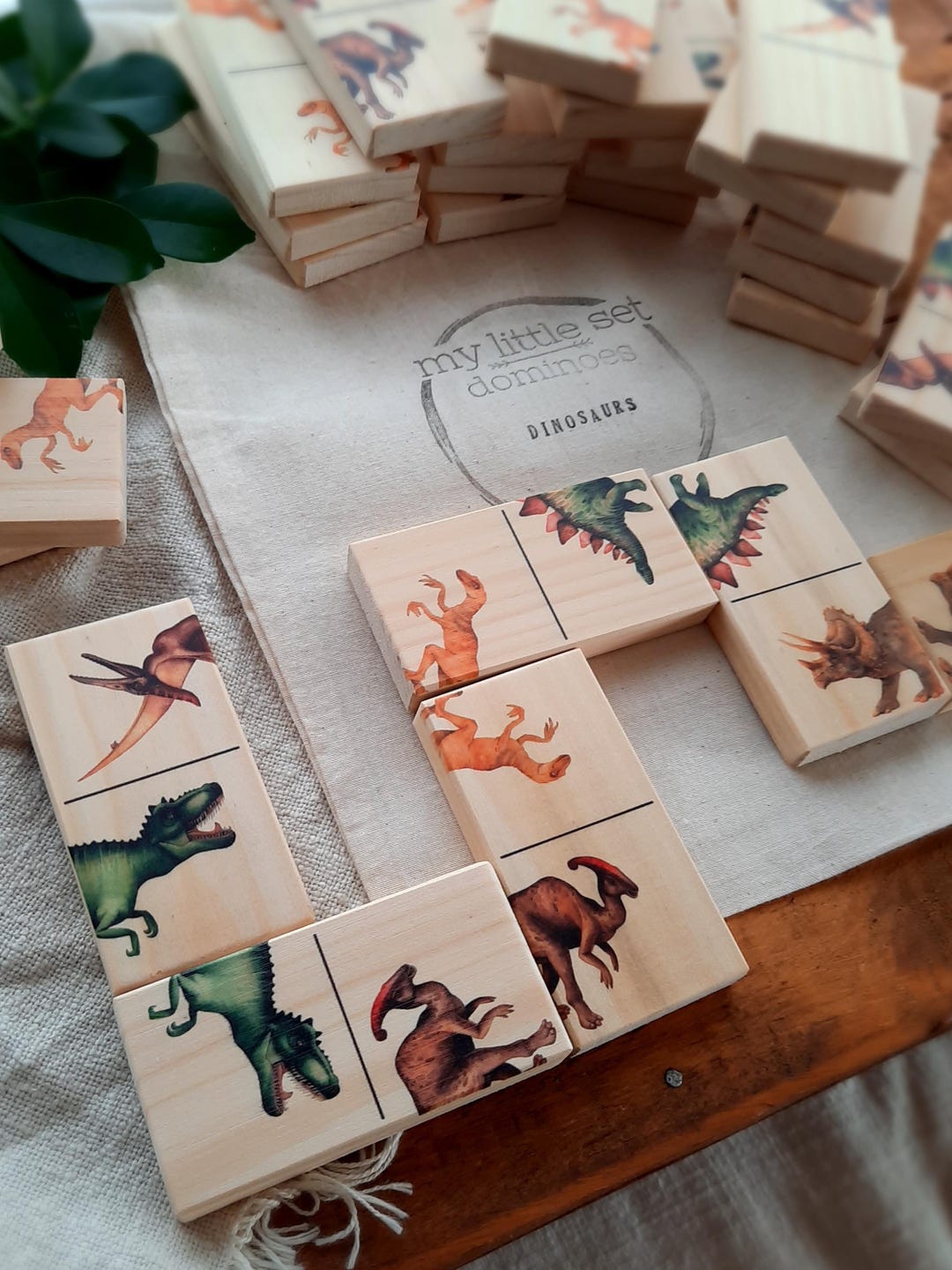 Domino Set, Dinosaurs, Wooden Games for Kids, Number Activities ...