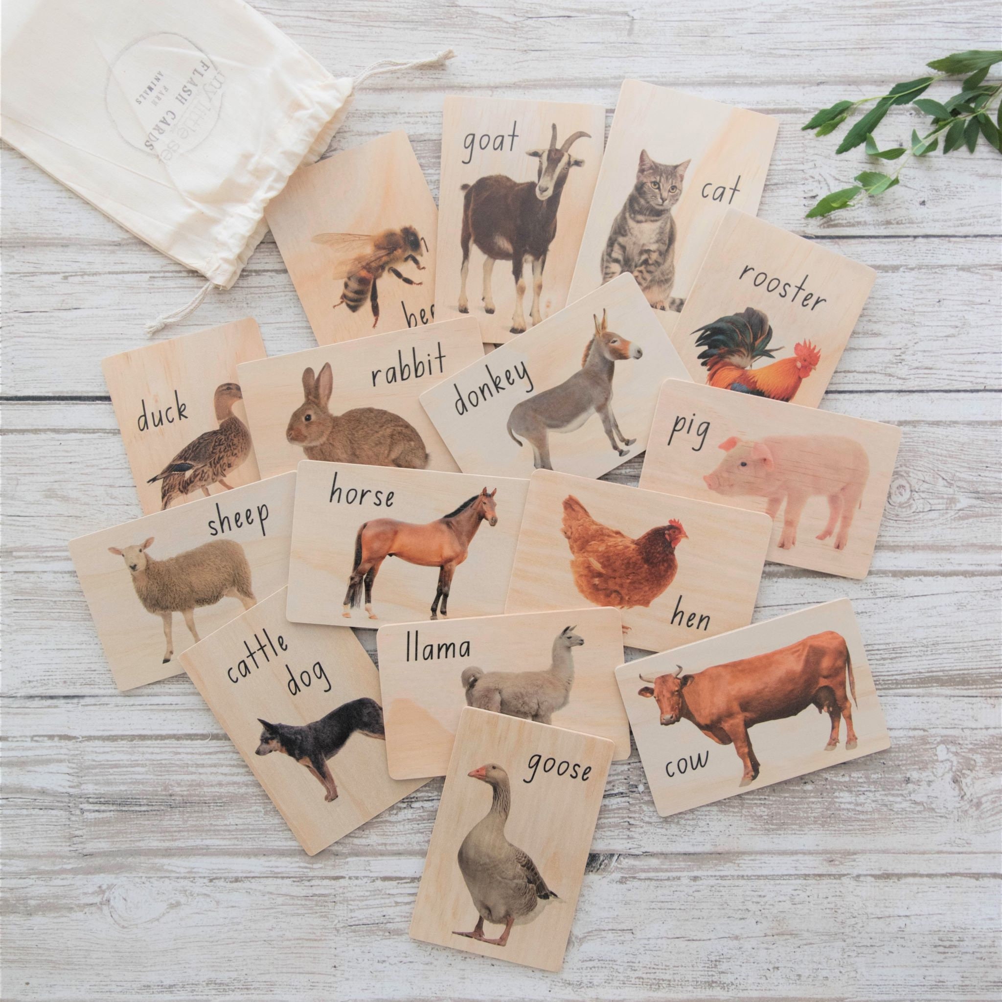 Wooden Flash Cards Farm Animal Flash Cards Language - Etsy