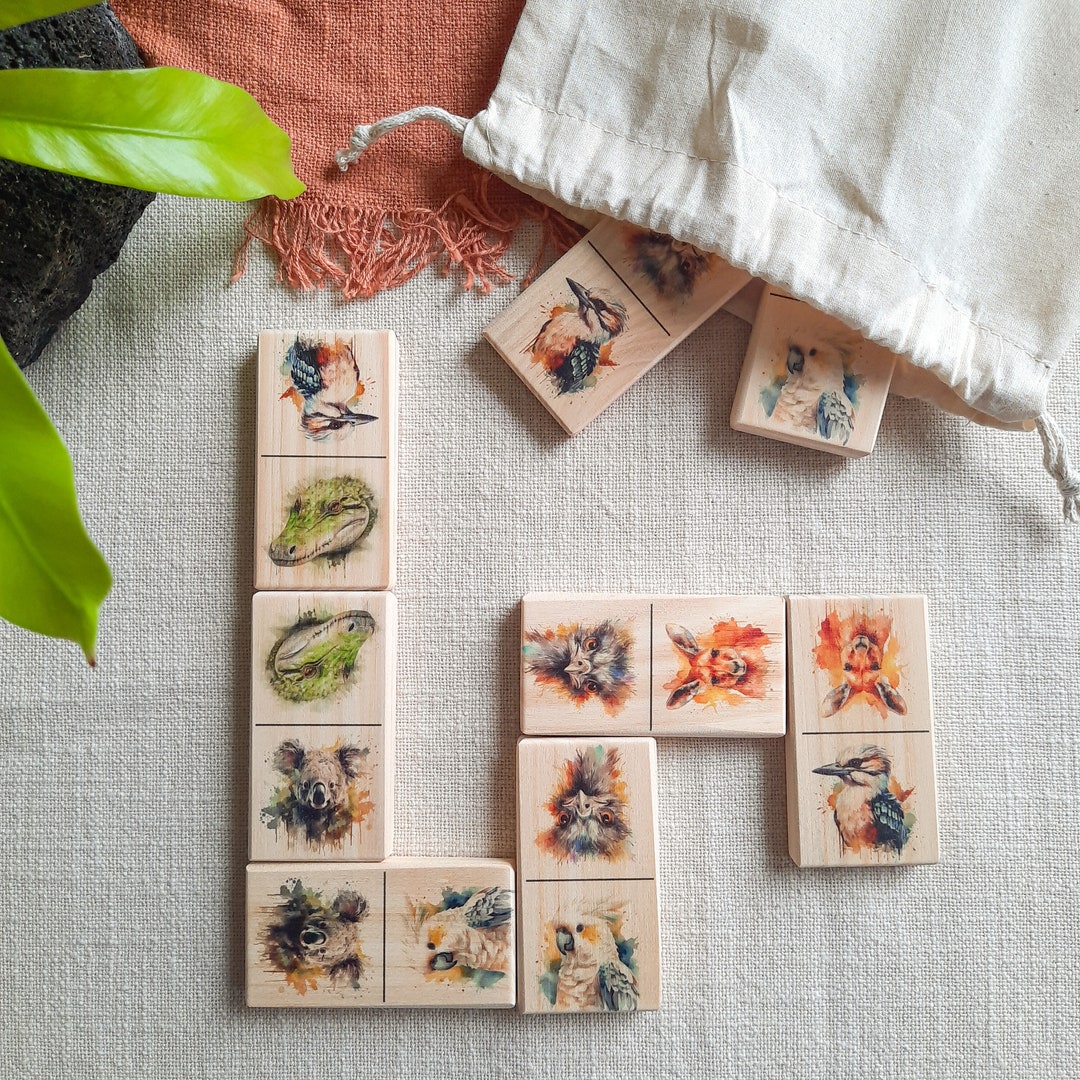 Domino Set, Australian Animals, Wooden Games for Kids, Educational ...