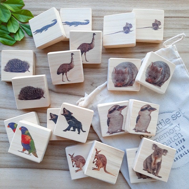 Wooden Memory Game Australian Animals Memory Match Story - Etsy Australia