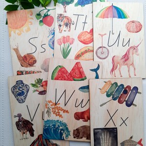 Wooden Flash Cards, Alphabet Flash Cards, ABC Flash Cards, Language ...