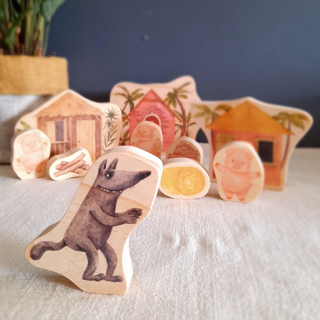 3 Little Pigs, Small World Play, Wooden Animals, Wooden Games for Kids ...