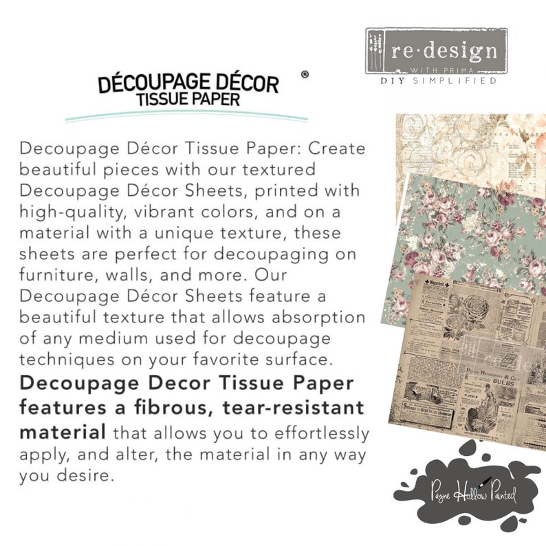 PRETTY MEADOWS • Decoupage Tissue Paper • 19 X 30 • by Redesign With ...