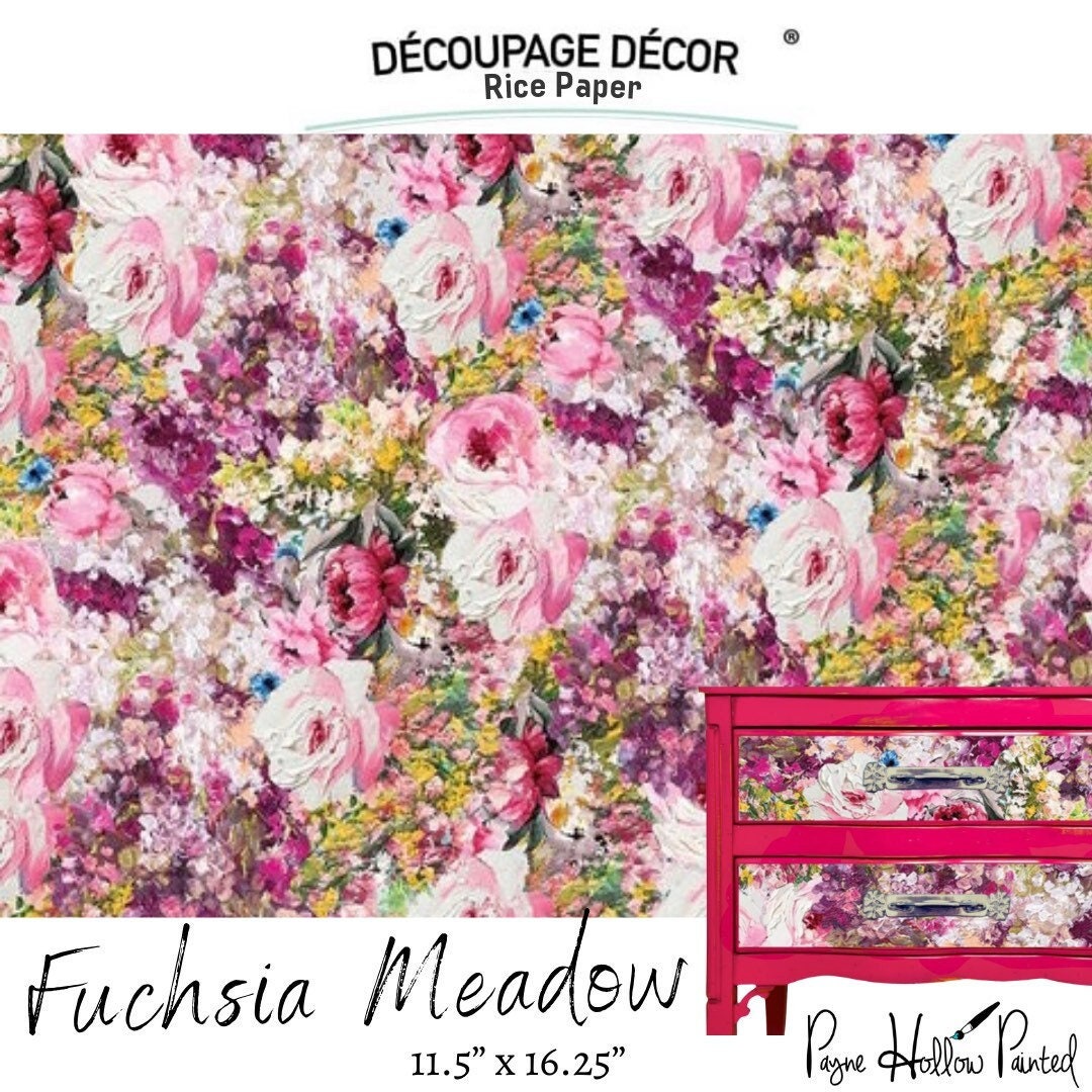 FUSHIA MEADOW Decoupage Tissue Paper by Redesign With Prima - Etsy