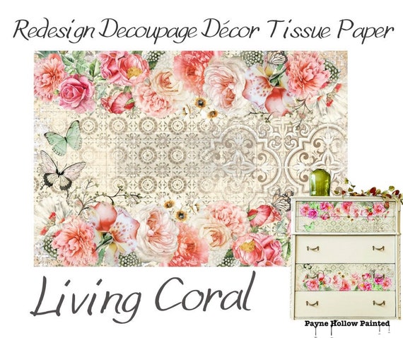 Craft Supplies & Tools Living Coral Tissue Paper for Decoupage 37-022 ...