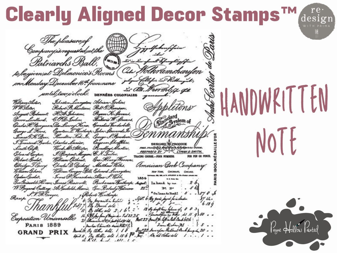 Redesign HANDWRITTEN NOTE Clearly Aligned Decor Stamps Redesign With ...