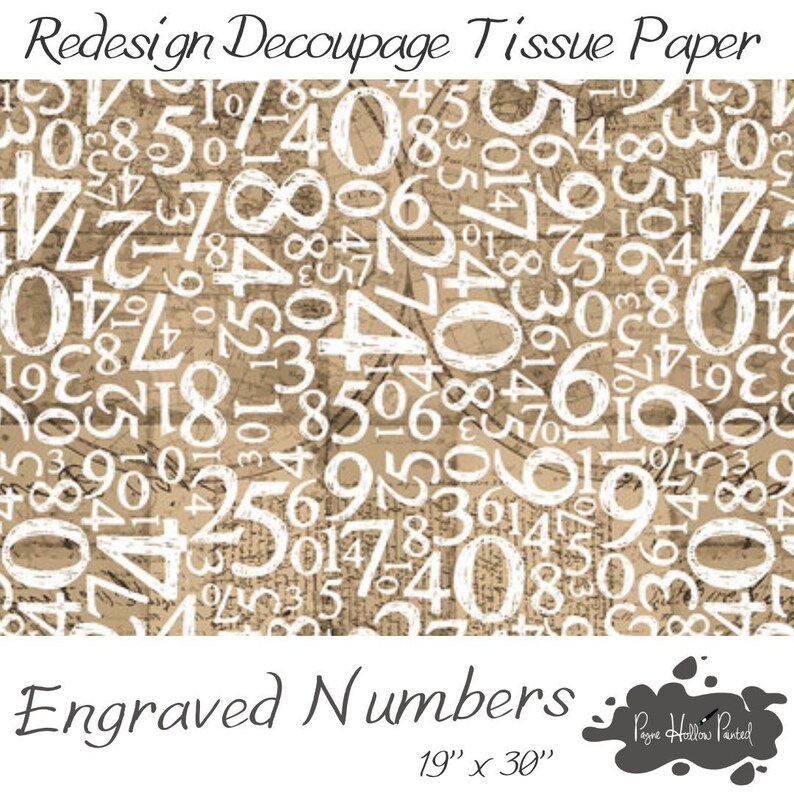 ENGRAVED NUMBERS • Decoupage Tissue Paper • 19 X 30 • by Redesign With ...