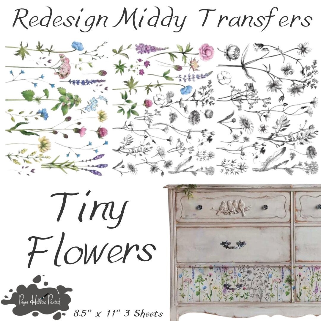 TINY FLOWERS Redesign Transfer • Three 8.5 X 11 • Redesign With Prima ...